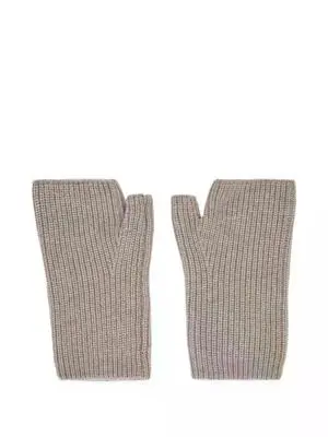 MOORER Ribbed Fingerless Gloves - Neutrals