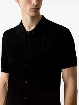 Karl Lagerfeld Perforated Button-up Polo Shirt
