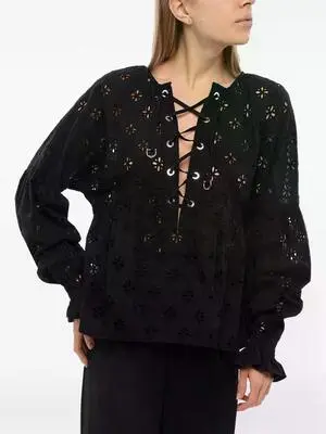 John Richmond Broderie Anglaise Lace-up Blouse