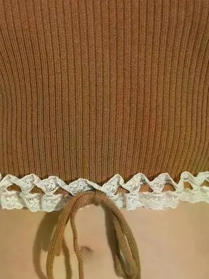 Chloé Lace-trimmed Cropped Ribbed-knit Sweater