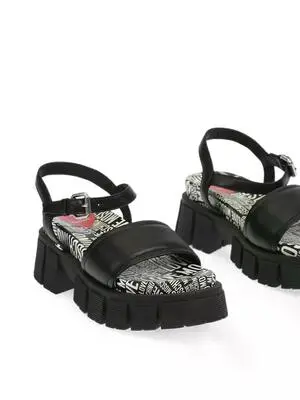 Moschino Print Leather Sandals With Buckle-fastening Ankle Strap