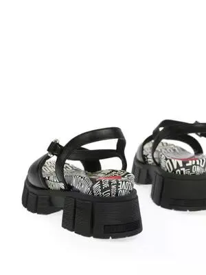Moschino Print Leather Sandals With Buckle-fastening Ankle Strap