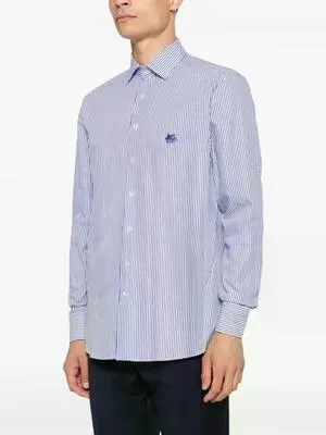 Etro Vertical-stripe Logo-embroidered Shirt