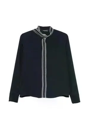 Fabiana Filippi Striped-trim Long-sleeve Shirt - Blue