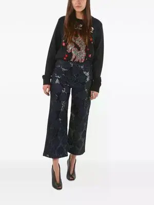 DIESEL® Lace-overlay Sequin-embellished Wide-leg Jeans