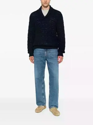 Canali Cable-knit Shawl-collar Sweater