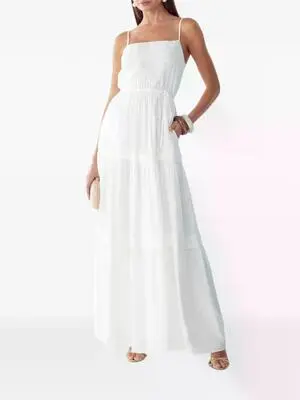 ST MRLO Pleated Tiered Maxi Dress - White