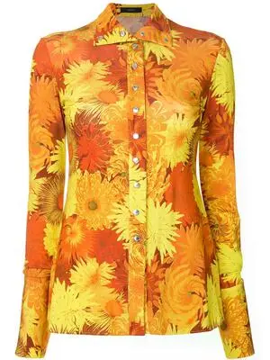ELLERY Sala Floral Print Shirt - Orange