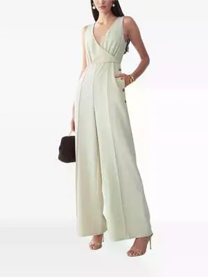 WILLA Justina Sleeveless Jumpsuit With Button Detail - Neutrals