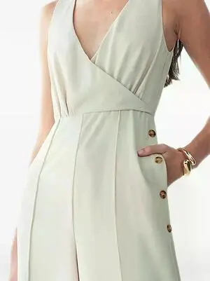 WILLA Justina Sleeveless Jumpsuit With Button Detail