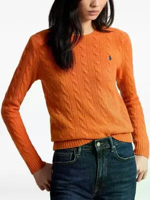 Polo Ralph Lauren Cable-knit Sweater With Embroidered Pony - Orange