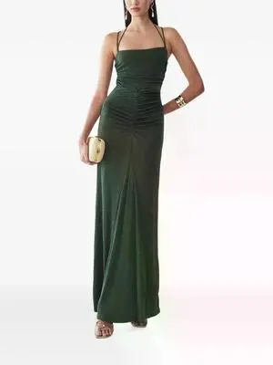 BWLDR Ruched Detail Halterneck Maxi Dress - Green