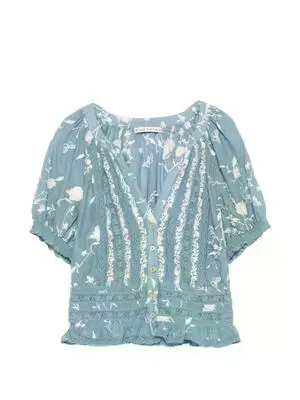 Alice + Olivia Embroidered Lace-trimmed Cotton Blouse