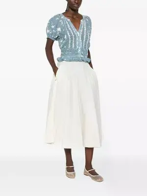 Alice + Olivia Embroidered Lace-trimmed Cotton Blouse
