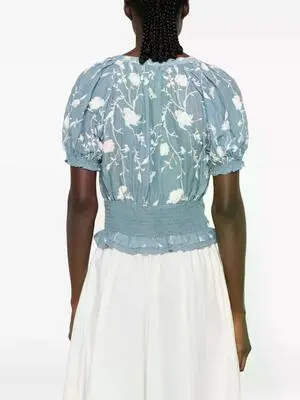 Alice + Olivia Embroidered Lace-trimmed Cotton Blouse