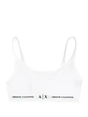 Armani Exchange Logo-tape Scoop-neck Bras - White