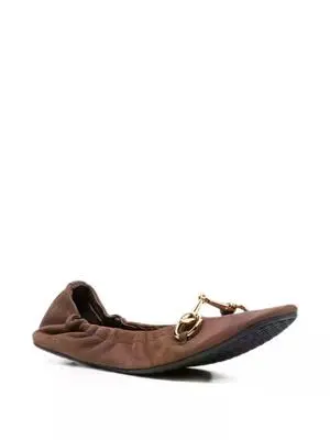 Gucci Elasticated Ballet Flats - Brown
