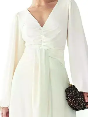 WILLA Gwen Ruched Tie-fastening Midi Dress