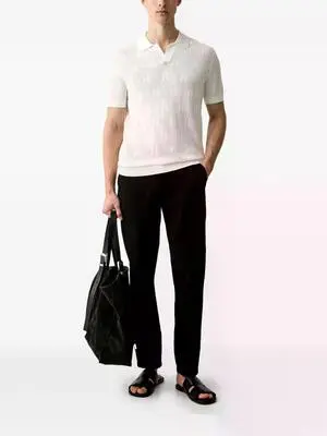 Karl Lagerfeld Monogram-knit Open-collar Polo Shirt