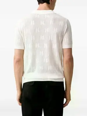 Karl Lagerfeld Monogram-knit Open-collar Polo Shirt