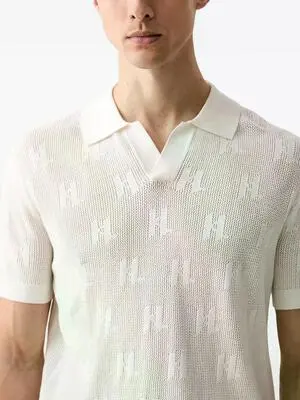 Karl Lagerfeld Monogram-knit Open-collar Polo Shirt