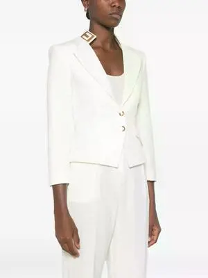 Elisabetta Franchi Logo-plaque Peak-lapels Jacket - White