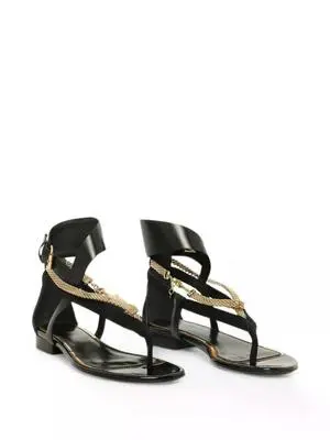 LANVIN Chain-embellished Buckle-fastening Thong Sandals - Black