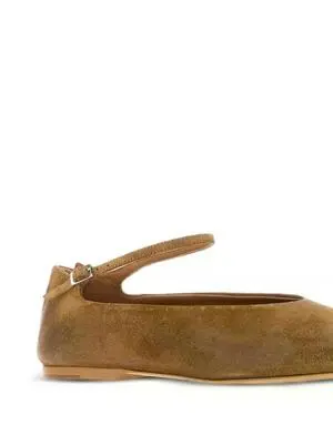 JIL SANDER Suede Ballet Flats With Buckle Fastening - Brown