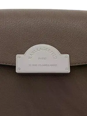 Karl Lagerfeld Logo Plaque Grained Leather Shoulder Bag