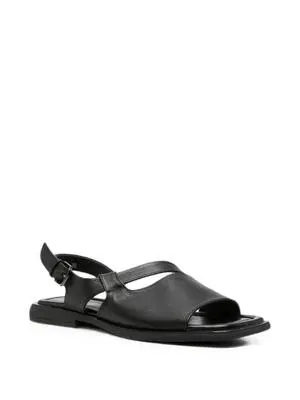 SERGIO MORETTI FIRENZE Leather Buckle-fastening Slingback Sandals - Black