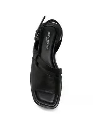 SERGIO MORETTI FIRENZE Leather Buckle-fastening Slingback Sandals - Black