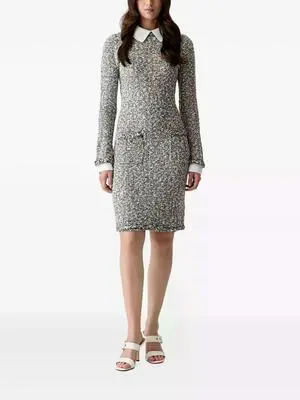Karl Lagerfeld Tweed Contrast-collar Midi Dress - Grey