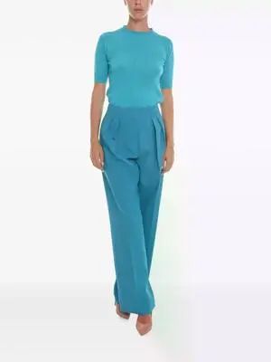 SUPER BLOND Pleated Wide-leg Trousers - Blue