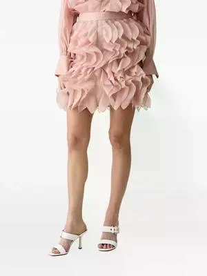 Karl Lagerfeld Ruffled Logo-embroidered Mini Skirt - Pink