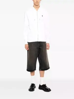 AMI Paris Logo-embroidered Zip-up Hoodie