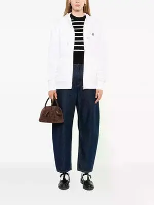 AMI Paris Logo-embroidered Zip-up Hoodie