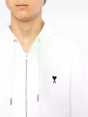 AMI Paris Logo-embroidered Zip-up Hoodie