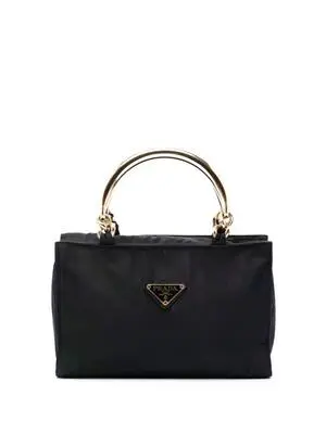 Prada 2000-2013 Tessuto Metal Handle Bag Handbag - Black