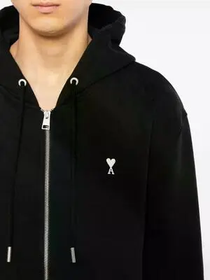 AMI Paris Logo-embroidered Zip-up Hoodie