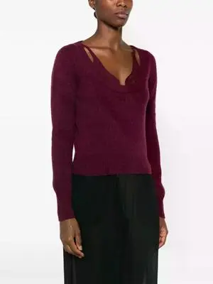 Ermanno Scervino Knitted V-neck Sweater With Cut-out Detailing