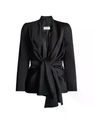Balmain Satin Crepe Jacket With Tie Detail - Black