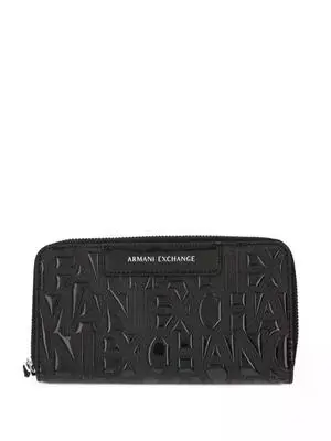 Armani Exchange Logo-embossed Zip-around Wallet - Black