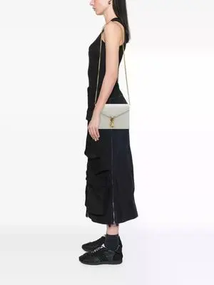 Saint Laurent Grain De Poudre Monogram Cassandra Chain Wallet Crossbody Bag - White
