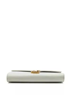 Saint Laurent Grain De Poudre Monogram Cassandra Chain Wallet Crossbody Bag - White