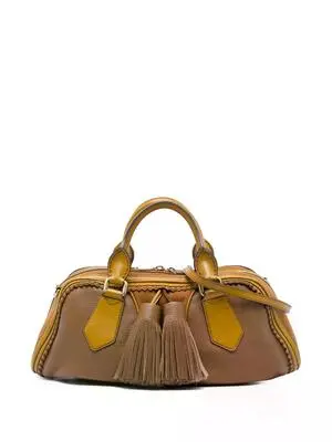 Burberry 1997-2017 Prorsum Grained Calfskin And Suede Tassel Hedwig Satchel - Yellow