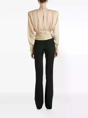 Balmain Silk Chiffon Blouse With Padded Shoulders And Tie