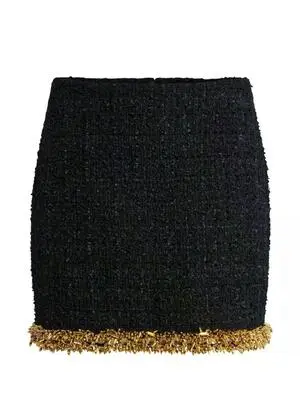 Balmain Short Tweed Skirt With Embroidered Trim