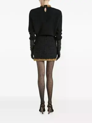Balmain Short Tweed Skirt With Embroidered Trim