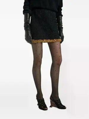 Balmain Short Tweed Skirt With Embroidered Trim