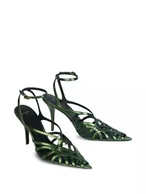 Balmain Python-effect Cage Sandals - Green